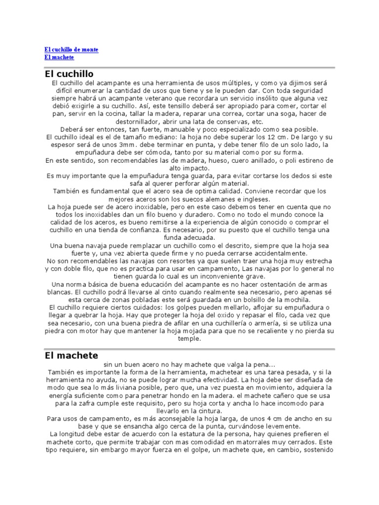 El Cuchillo de Monte, El Machete | PDF | Cuchillo