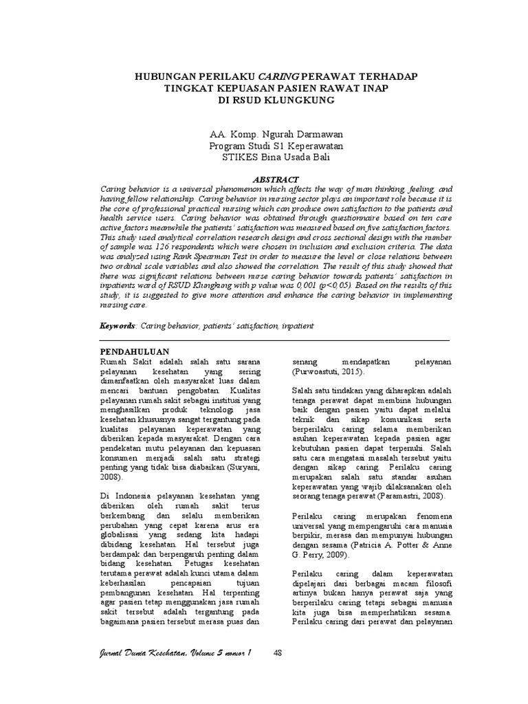 ID Hubungan Perilaku Caring Perawat Terhada | PDF