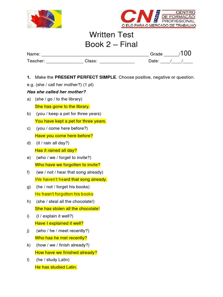 English Grammar Test | PDF | Language Arts & Discipline