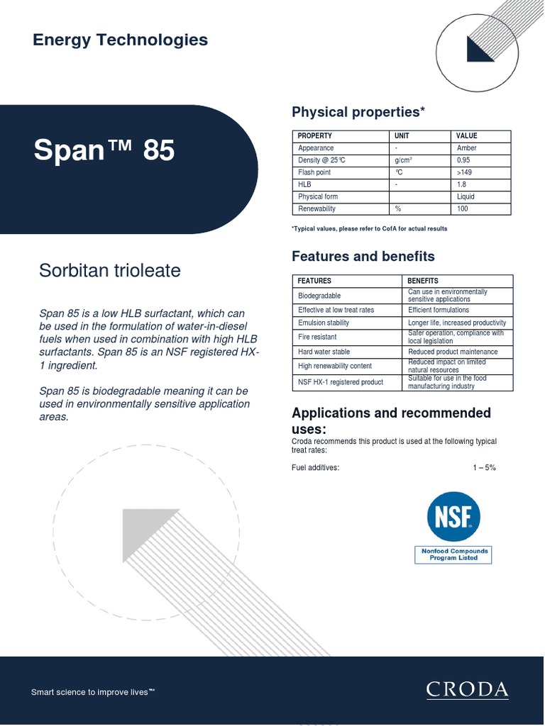 Span ™ 85: Sorbitan Trioleate | PDF | Trademark