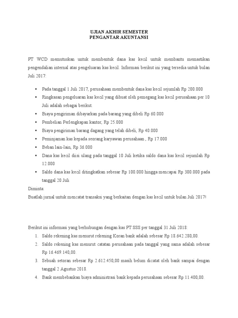 UAS PA K | PDF | Bisnis | Pengelolaan Keuangan & Uang
