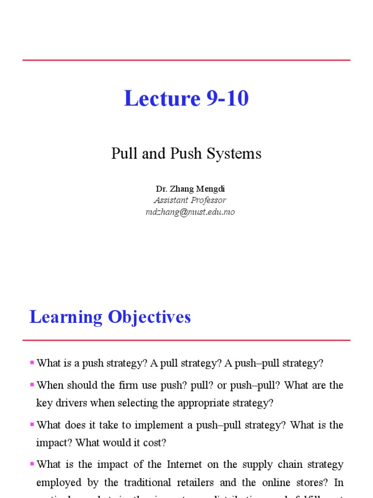 9+10 - Push and Pull Systems | PDF | Supply Chain | Inventory