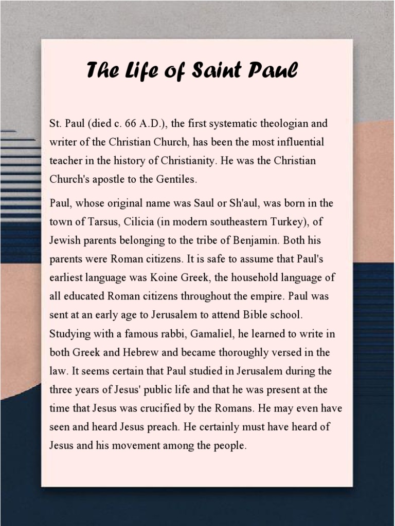 The Life of Saint Paul | PDF | Paul The Apostle | Pharisees