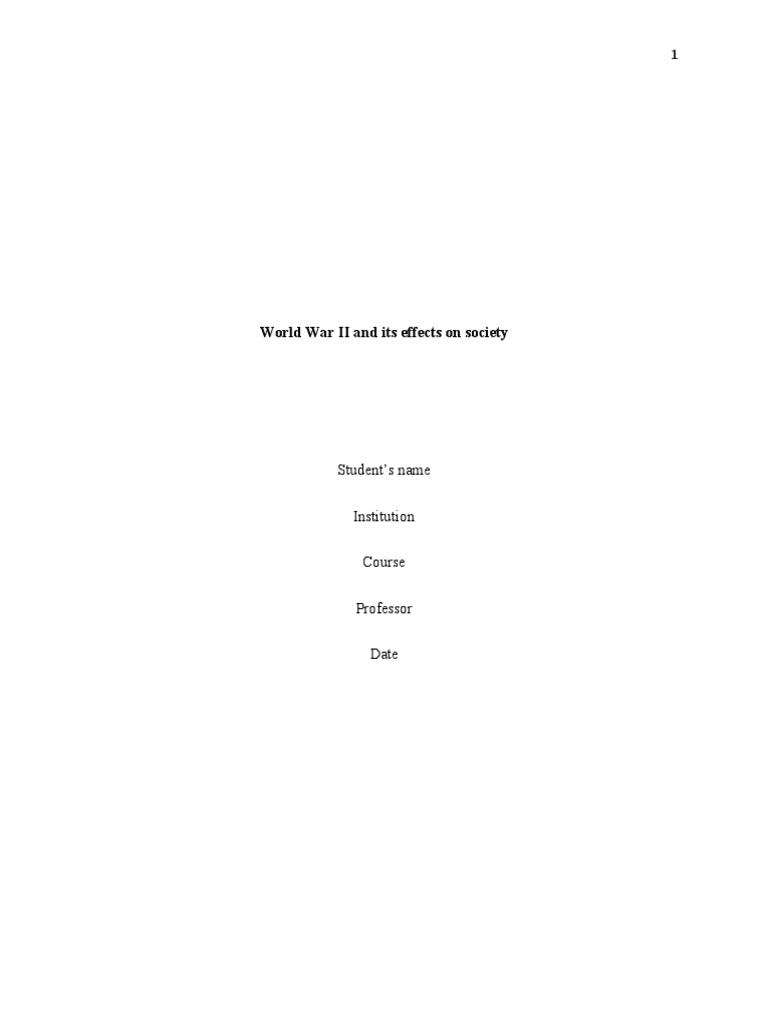 Social Impacts of World War II | PDF | Allies Of World War II | World ...