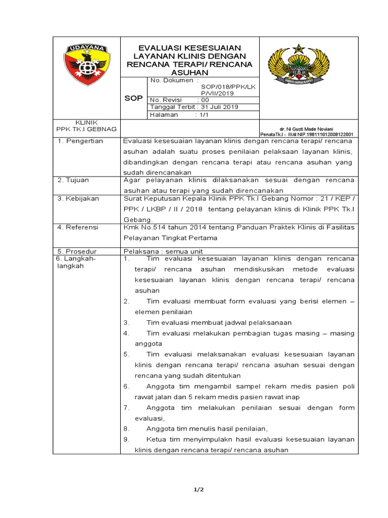 7.4.1 (3) Evaluasi Kesesuaian Layanan Klinis Dengan Rencana Terapi Atau Asuhan | PDF ...