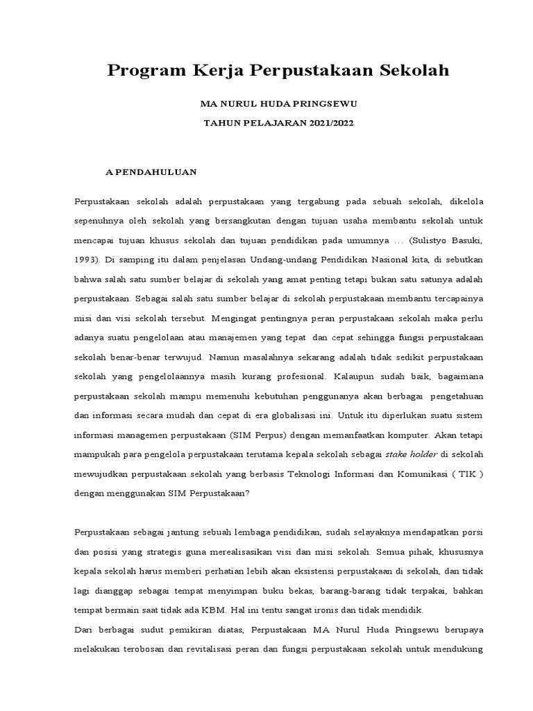 Contoh Program-Kerja-Perpustakaan | PDF