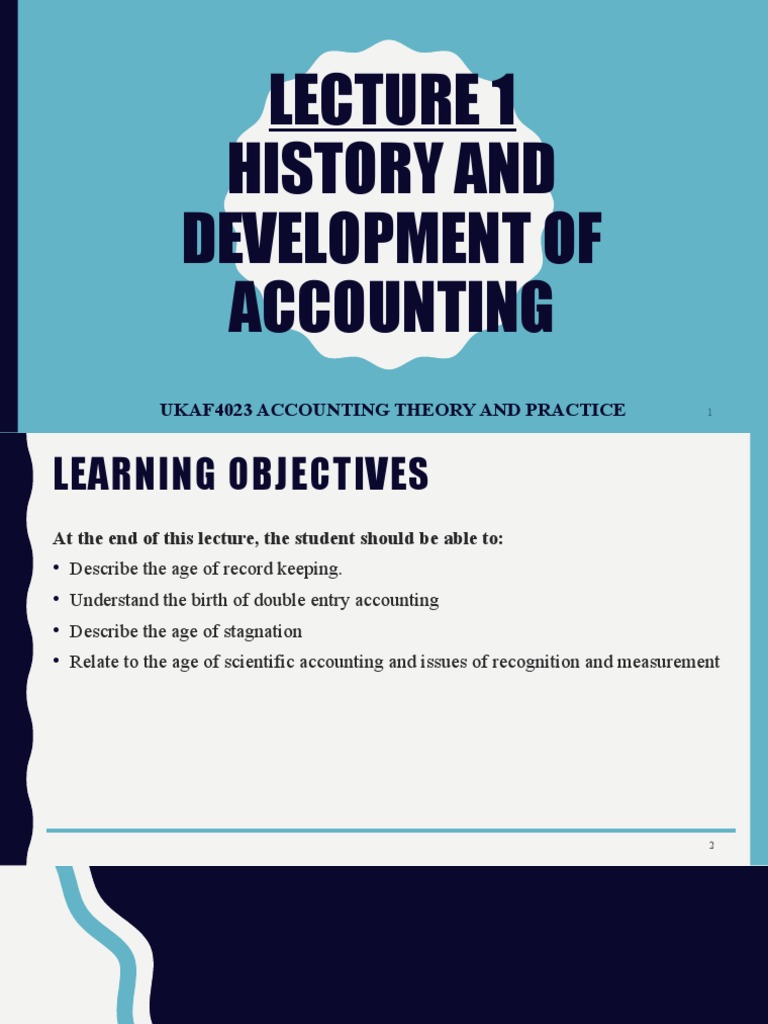 Lecture 1 - History and Development of Accounting | PDF | Bookkeeping ...