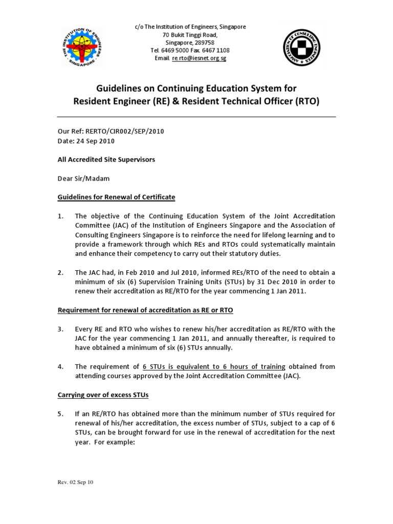 Guidelines On Continuing Education System For Resident Engineer (RE ...