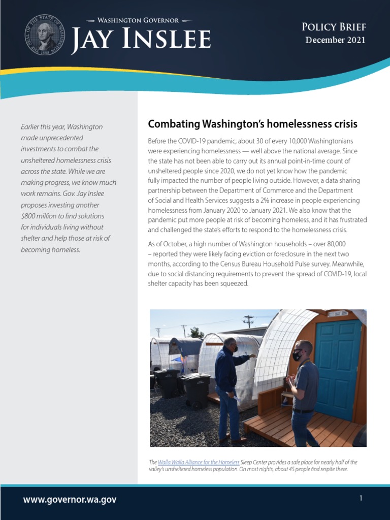 Gov. Inslee Homelessness Plan | PDF | Homelessness | Mental Health