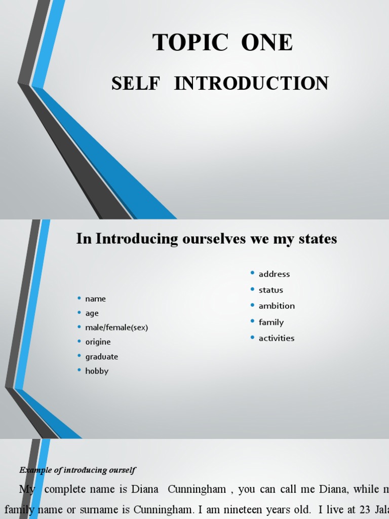 Topic 1 Self Introduction | PDF | Educational Institutions