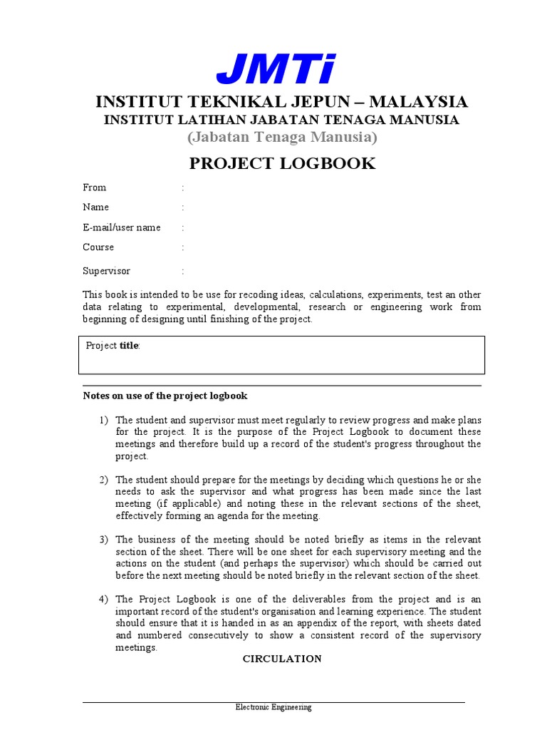 Logbook FYP Format Baru2010 Kosong | PDF | Computing | Science And ...
