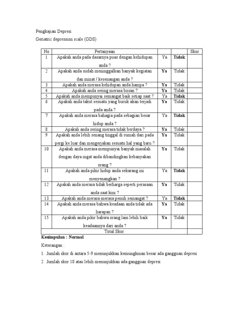 Pengkajian Depresi Gds Pdf