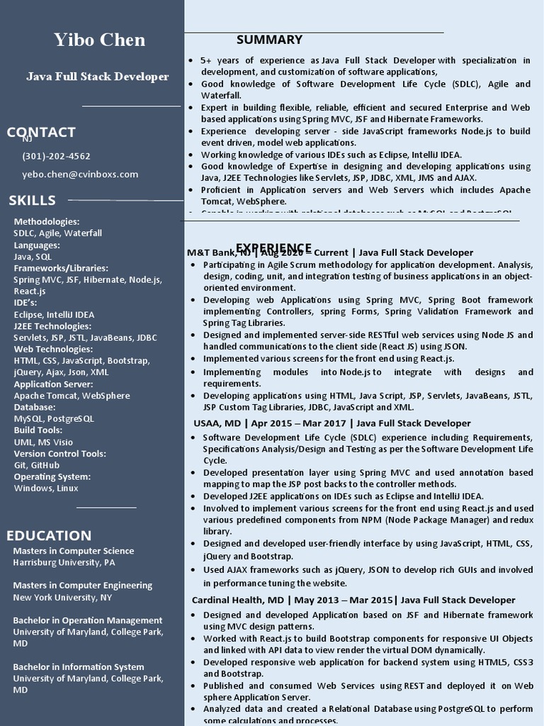 Yibo Chen Java | PDF | Spring Framework | Java (Programming Language)