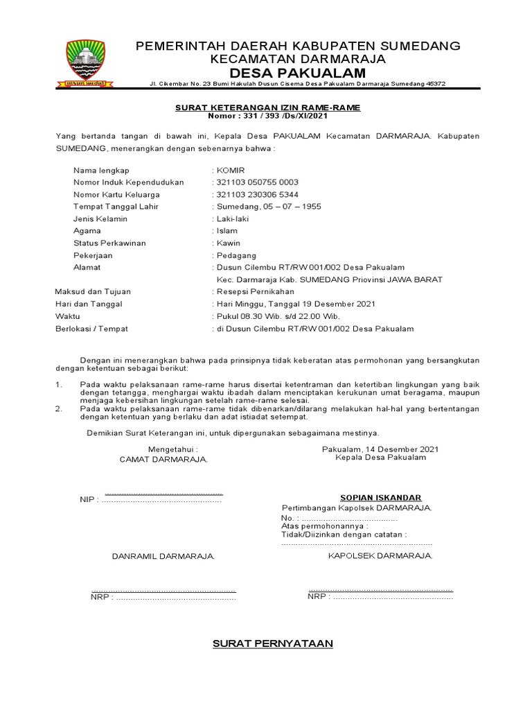 Surat Ijin Rame-Rame | PDF