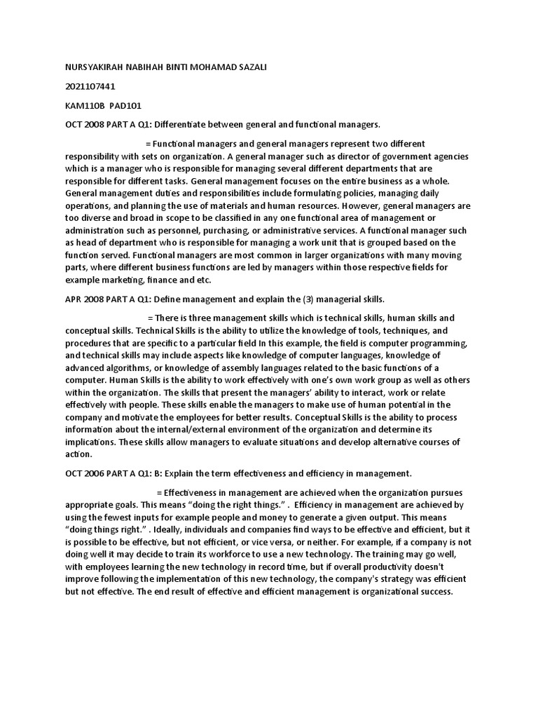 Question Topic 1 Pad101 | PDF | Goal | Leadership