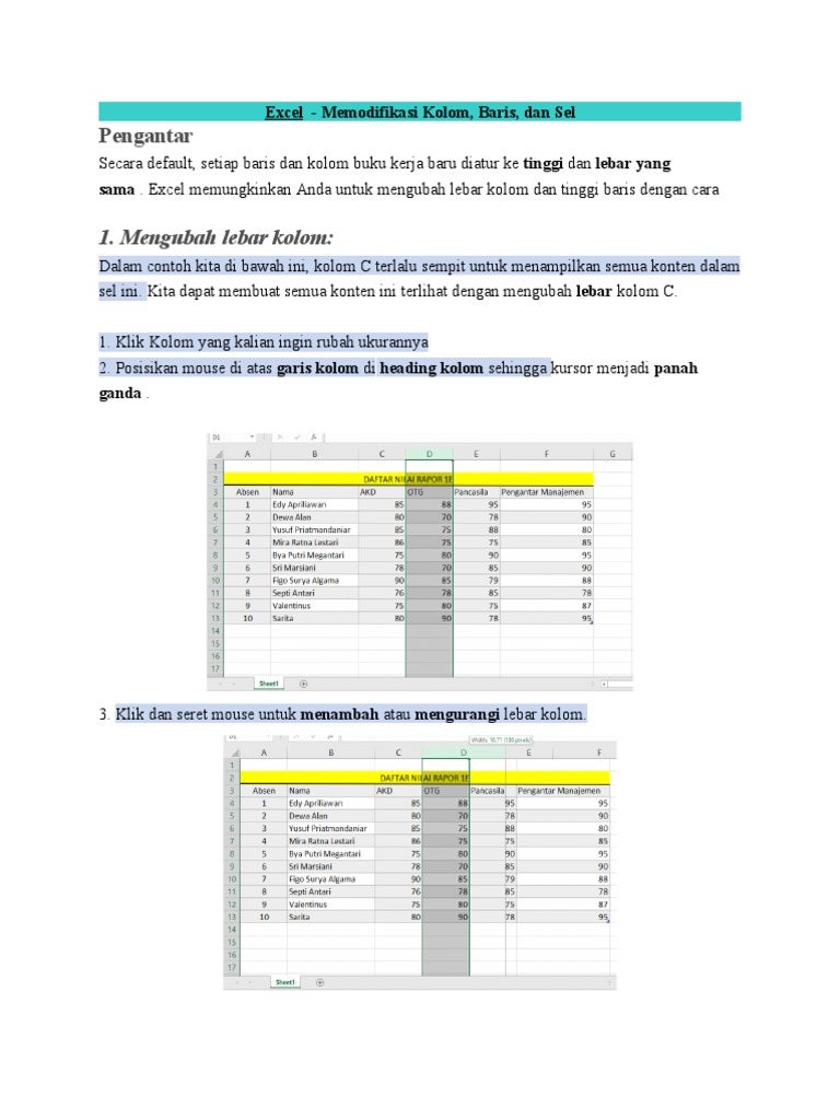 Modifying Cloumn, Rows & Cell Excel | PDF