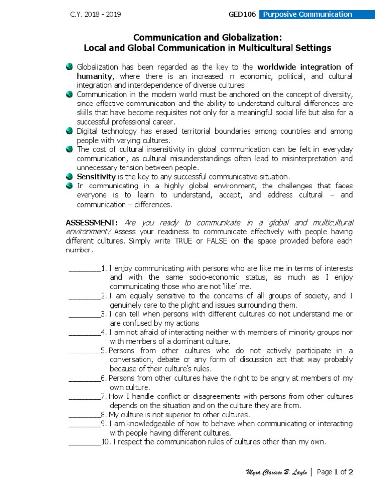 Lecture 2 - Communication and Globalization | PDF | English Language ...