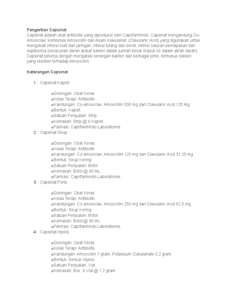 "Capsinat: Antibiotik Co-Amoxiclav Efektif" | PDF