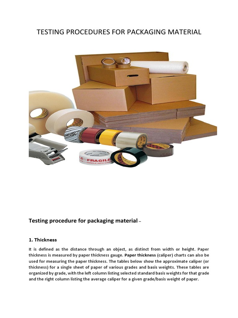 Testing Procedure For Packaging Material | PDF | Strength Of Materials ...