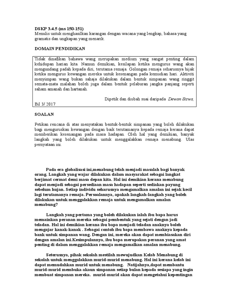 DSKP 3.4.5 (Karangan 8) | PDF | Karier & Perkembangan | Kesehatan Holistik