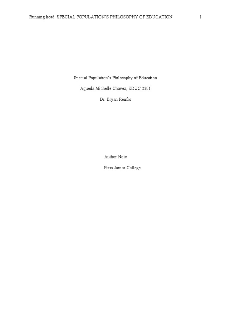 Special Populations Philosophy of Education | PDF | English As A Second ...