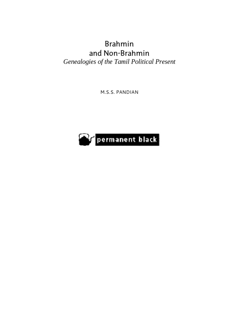 Brahmin and Non-Brahmin by MSS Pandian | PDF | Discourse | Ontology