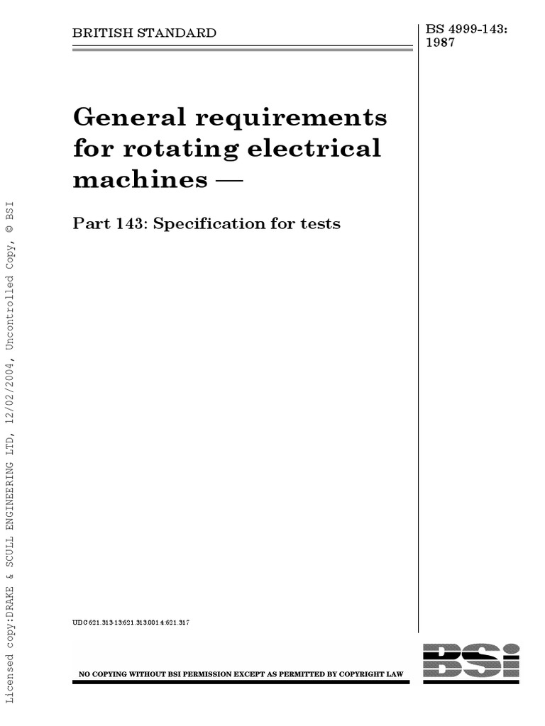 BS 4999-143-1987 Requirements For Rotating Electrical Machin | PDF ...
