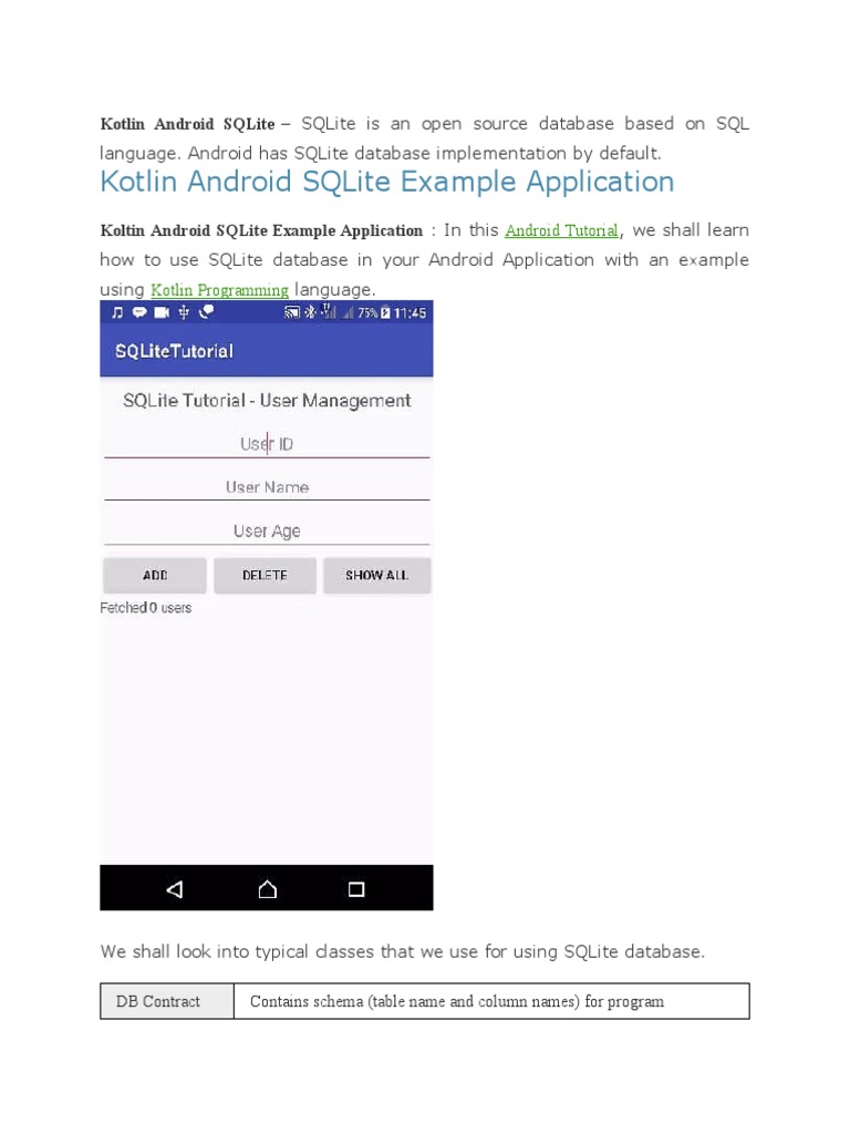 Kotlin Android Sqlite Example Application | PDF | Software Development | Data Management Software