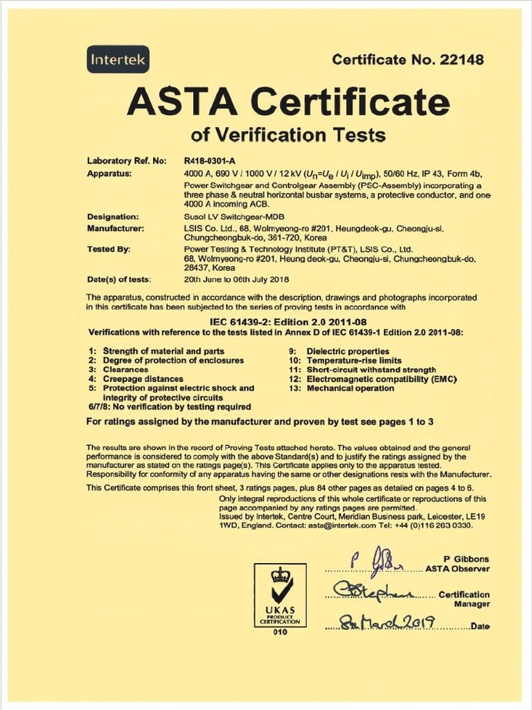 Full Type Test Form 4B T 4000A (ACB) | PDF