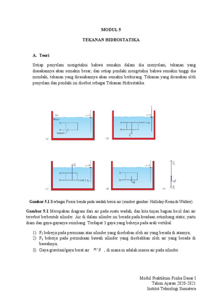 Modul Fisika Dasar 1 #5 Tekanan Hidrostatis | PDF