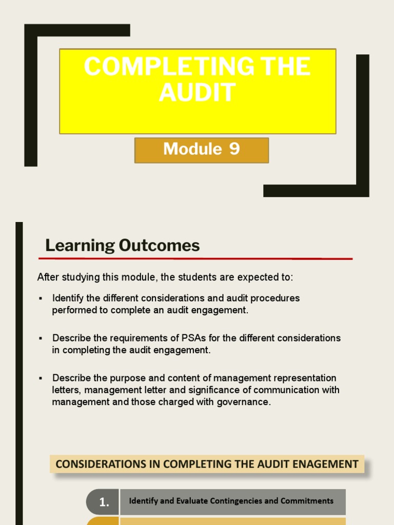 Completing the Audit: Procedures and Considerations for Finalizing an ...