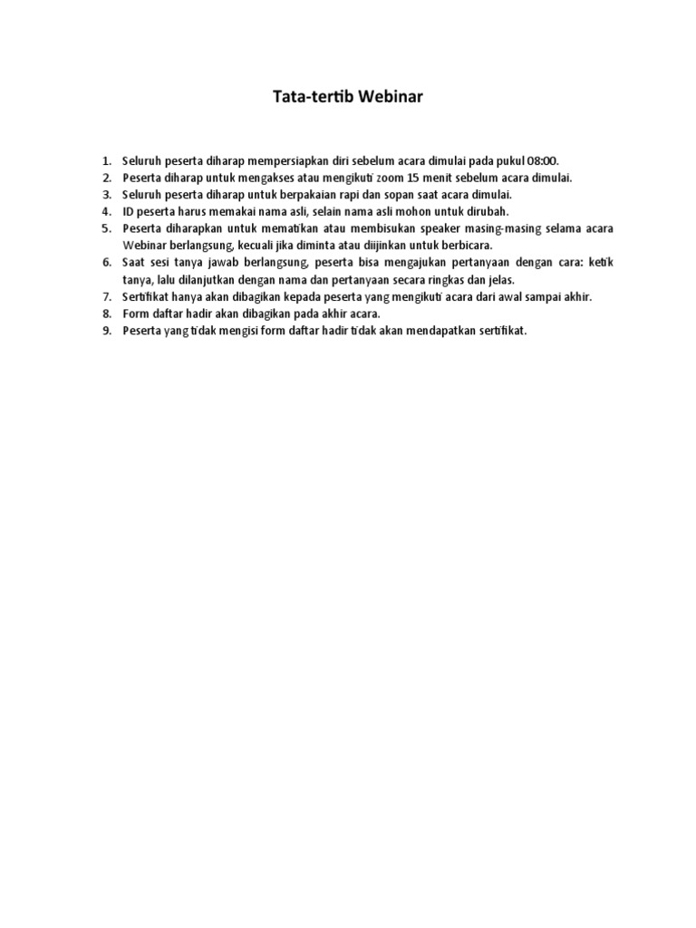 Tata Tertib Webinar | PDF