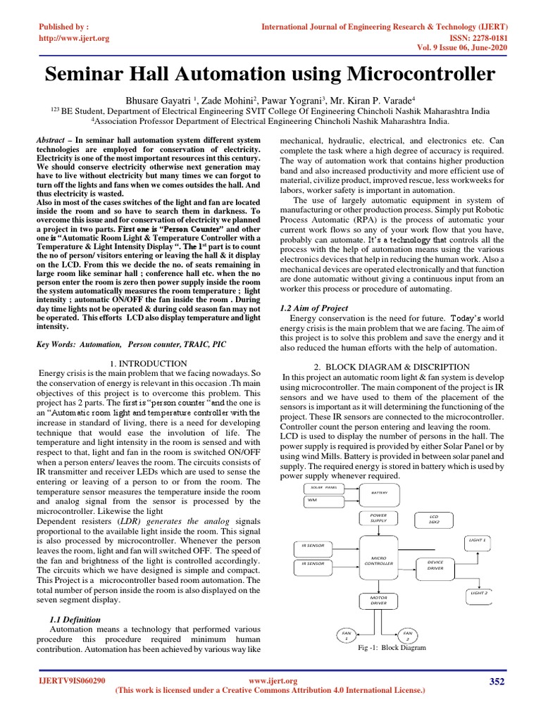 Seminar Hall Automation Using Microcontroller | PDF | Automation ...