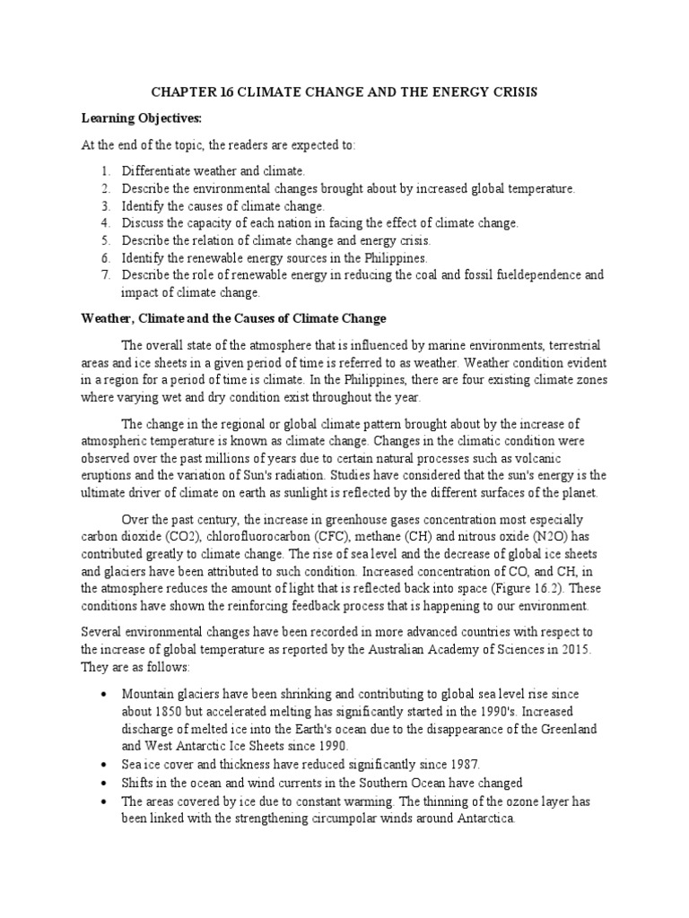 Chapter 16 Climate Change and The Energy Crisis | PDF | Climate Change ...