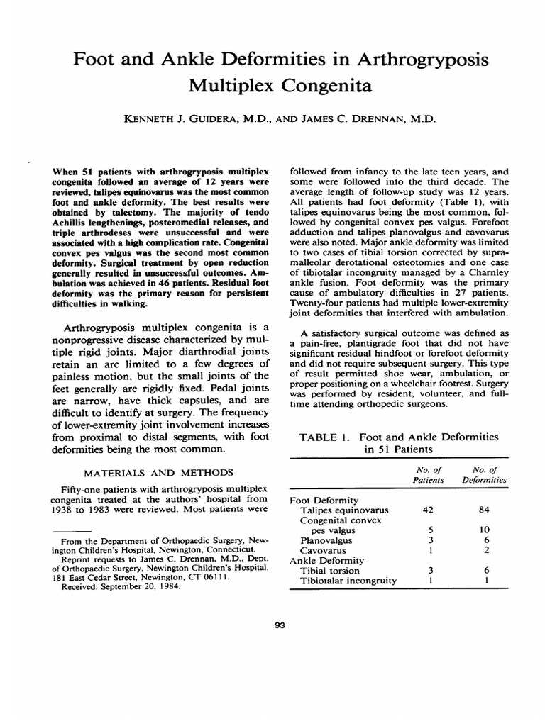 Talectomy for Severe Clubfoot in Arthrogryposis | PDF | Foot ...