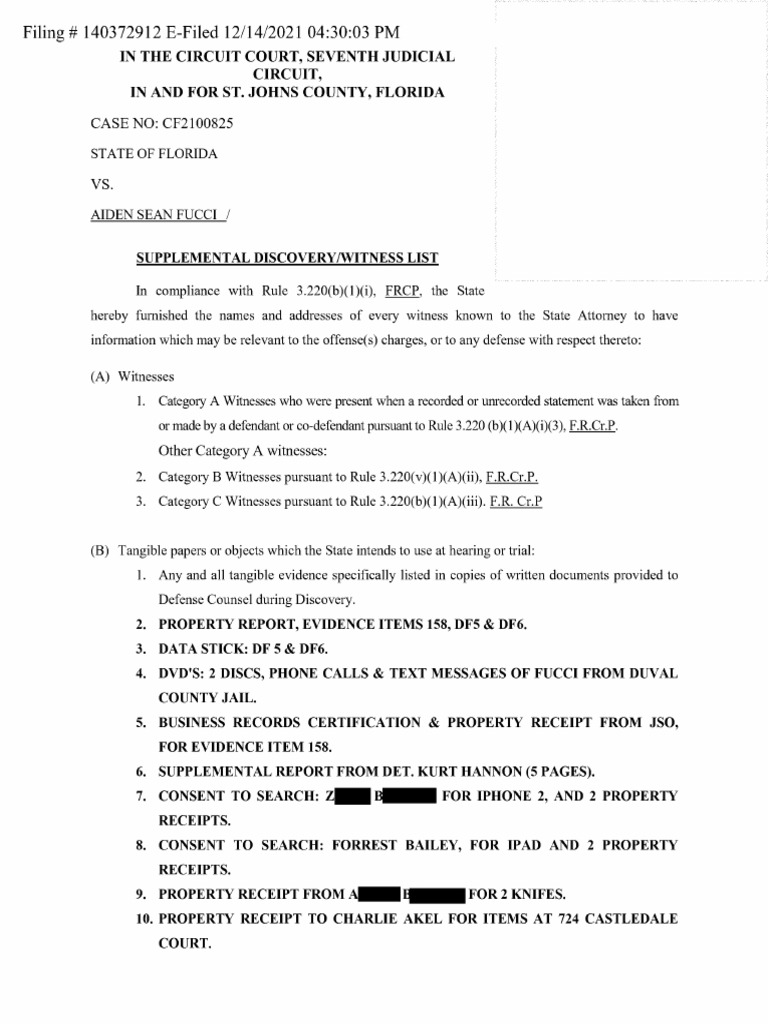 22-18!24!566 Fucci Supplemental Discovery Witness List | PDF