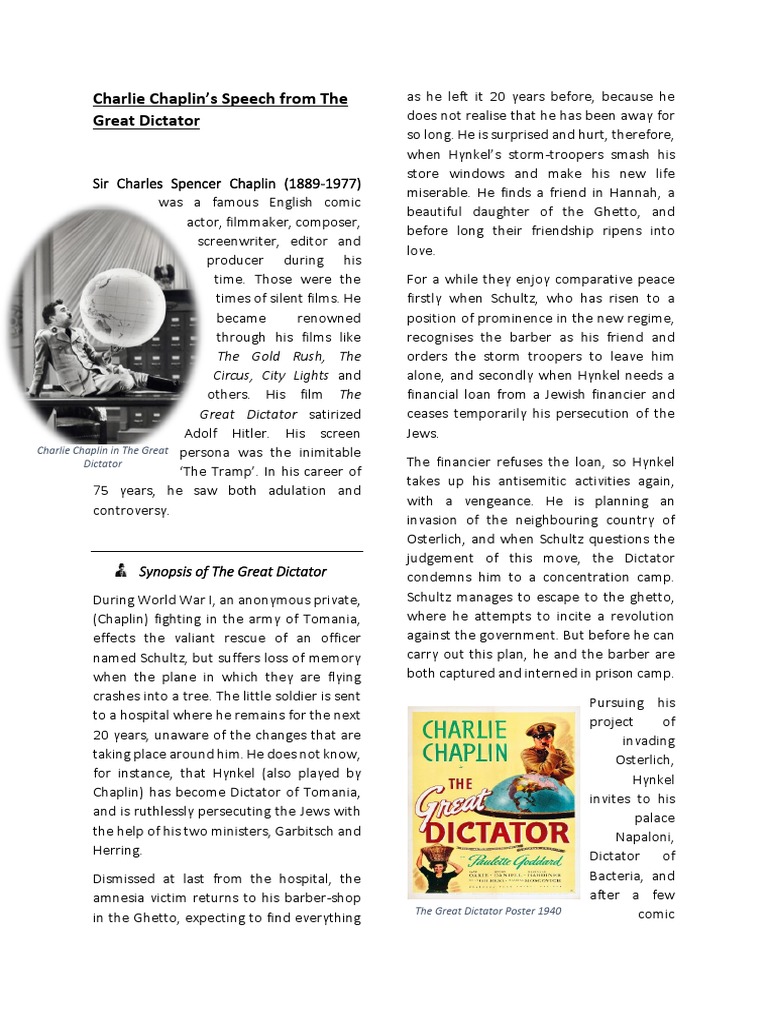 Chaplin's Timeless Call for Unity | PDF | Young Adult