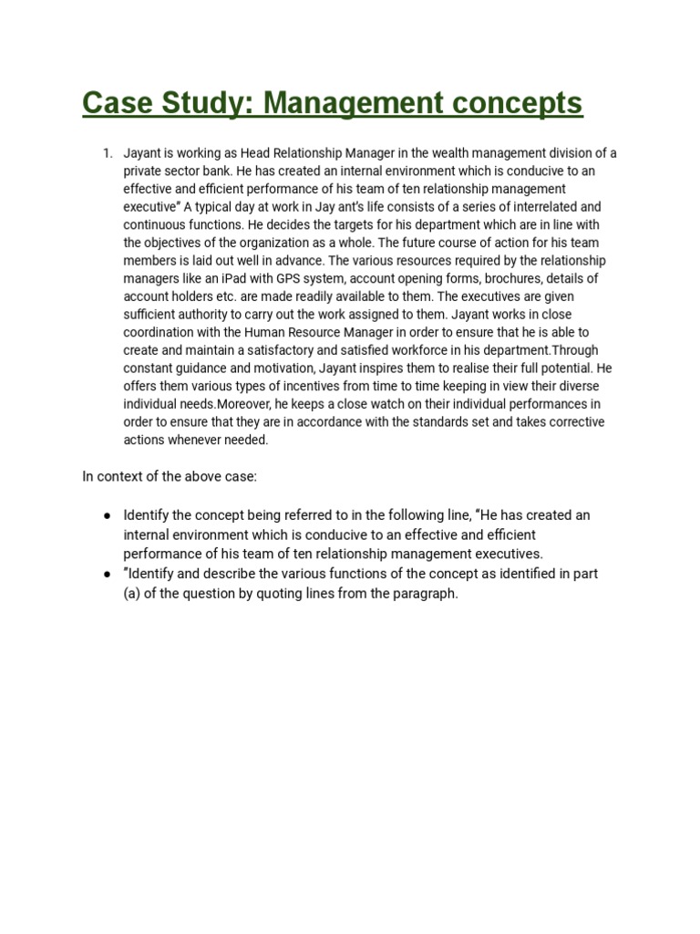 Case Study - Management Concepts | PDF