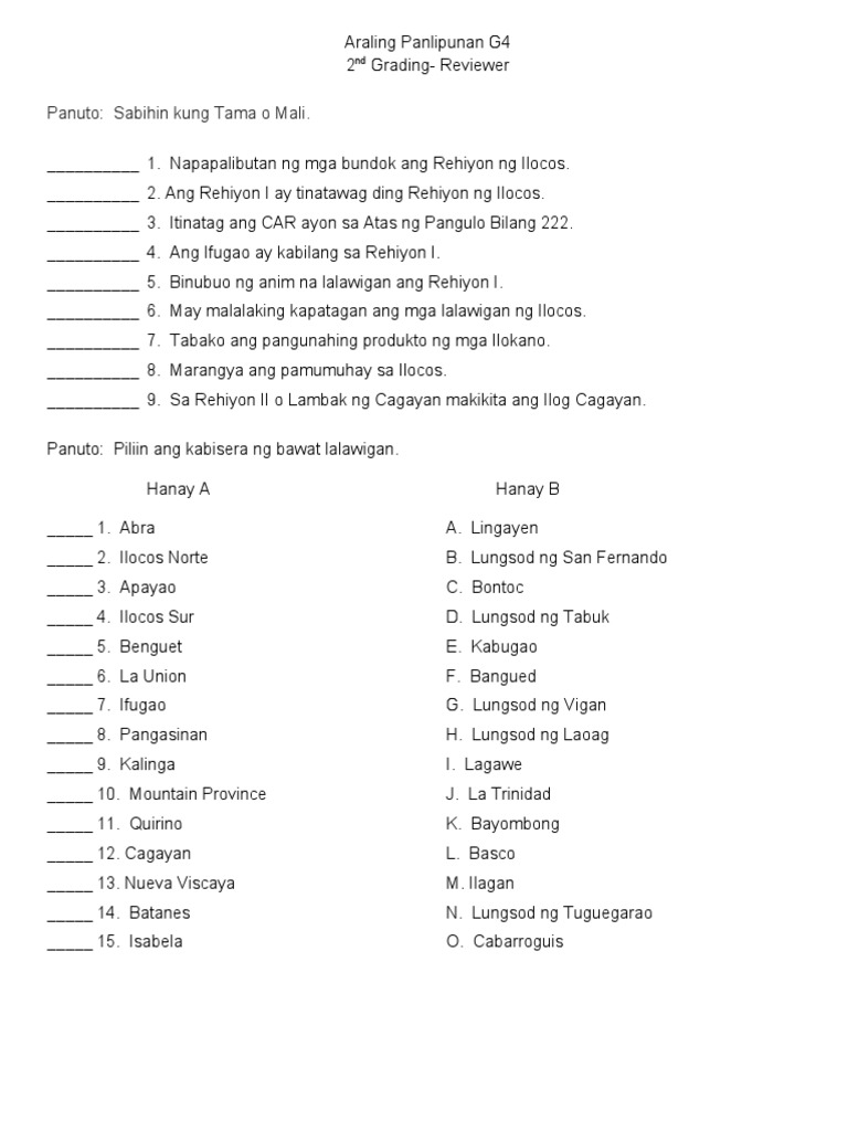 AP Grade4 2nd Grading Reviewer | PDF