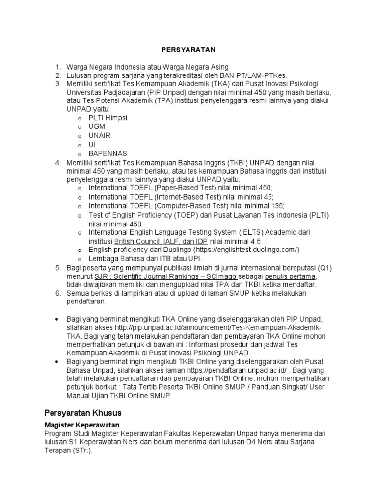 Persyaratan S2 Unpad | PDF
