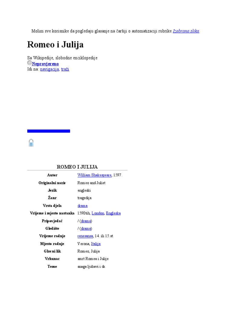 Romeo I Julija-Vilijem Sekspir | PDF