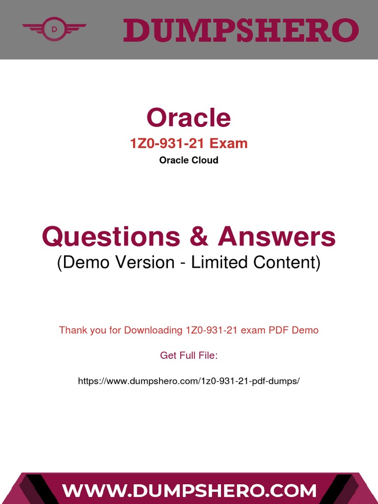 1Z0 931 21 Demo | PDF | Databases | Oracle Corporation