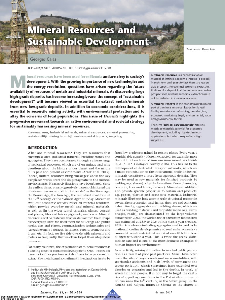 Mineral Resources and Sustainable Development | PDF | Mining ...