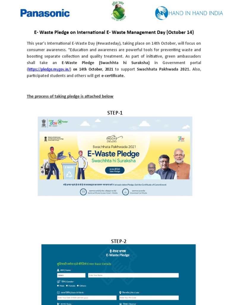 Process of Taking E-Waste Pledge | PDF