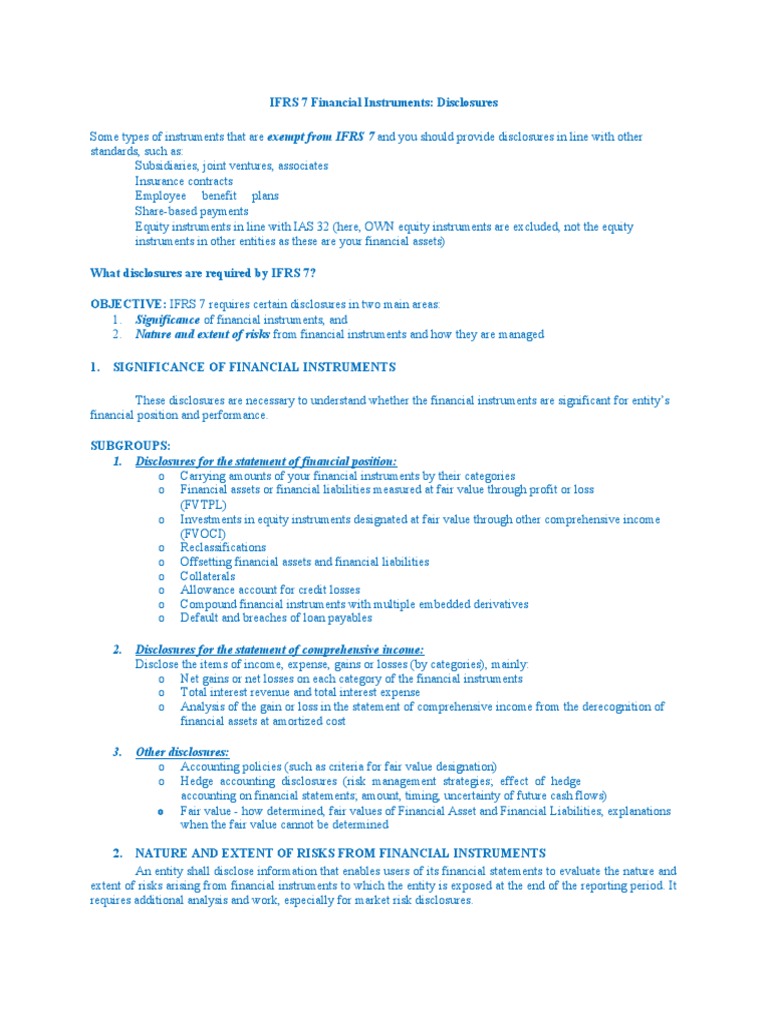 Financial Instruments - IFRS 7 | PDF | Fair Value | Risk