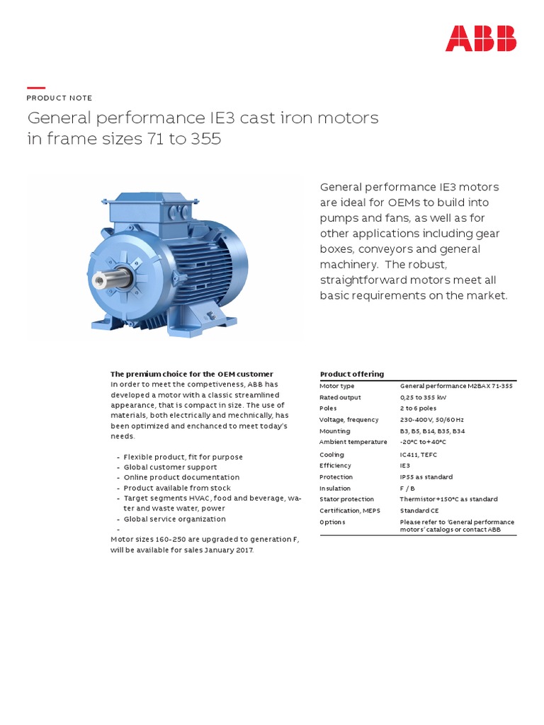 General Performance IE3 Cast Iron Motors in Frame Sizes 71 To 355 | PDF ...