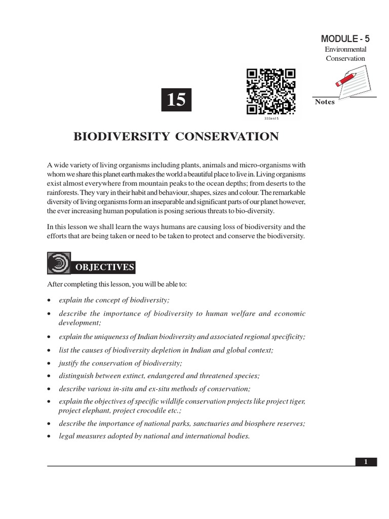 Biodiversity Conservation: Module - 5 | PDF