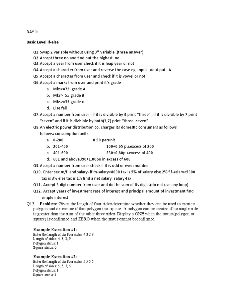 Day 1 | PDF | Triangle | Computer Programming