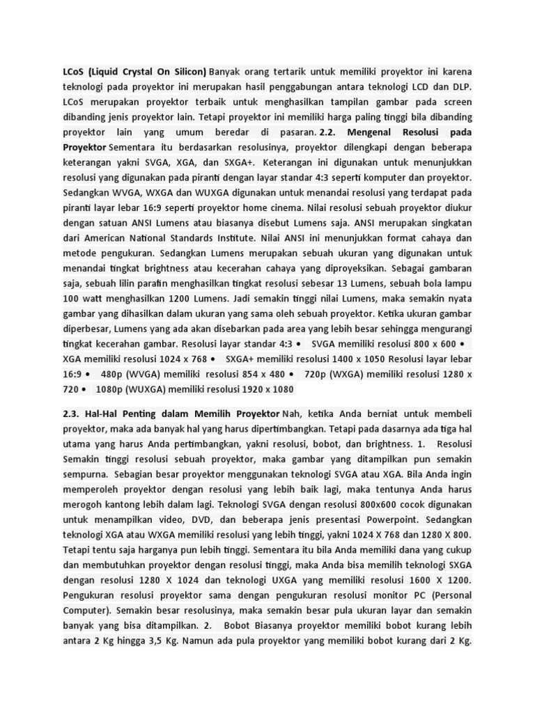 Cara Memilih Infokus | PDF | Komputer