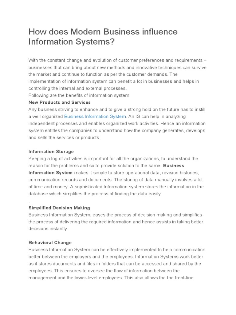 How Modern Business Information Systems Benefit Organizations Through ...